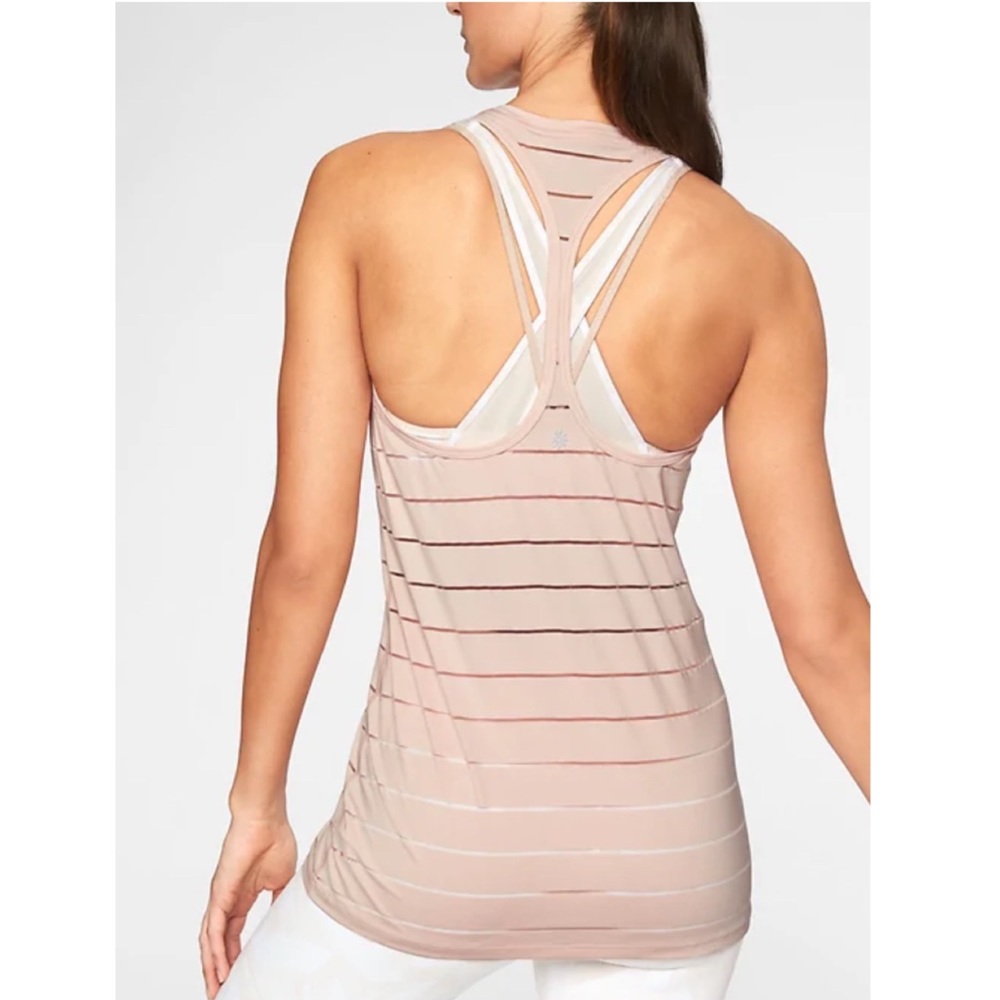Athleta Stripe Mesh High Neck Chi Tank - Gem